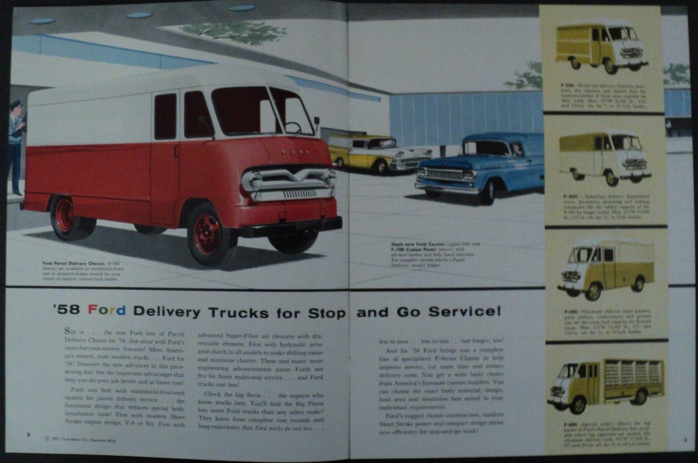 1958 Ford Parcel Delivery Truck P-Series 350 400 500 600 Sales Brochure ...