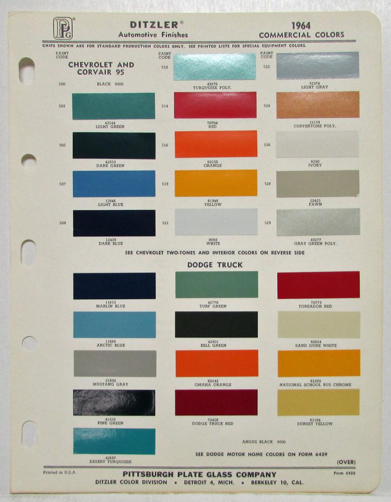 1964 Chevrolet Paint Colors