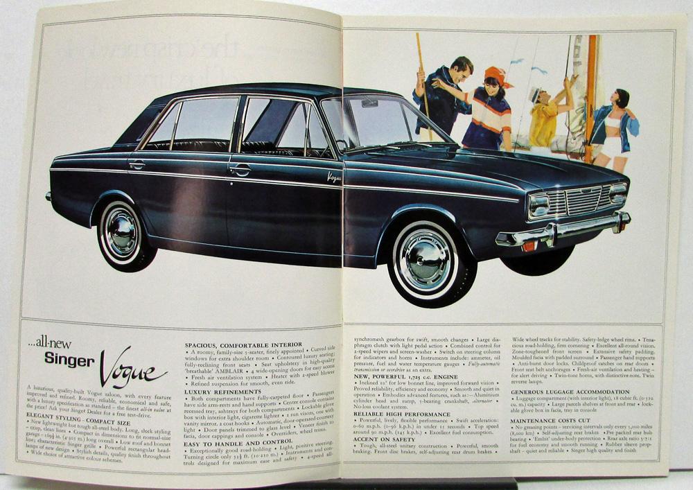 1967 Singer Vogue Chysler Rottes Import Automobile Color Sales Brochure
