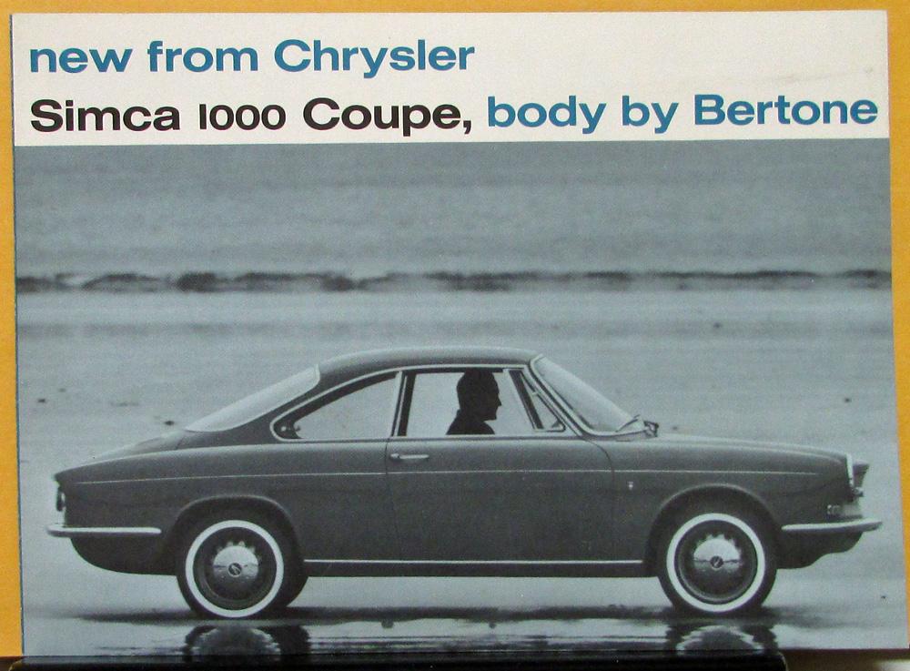 1962 thru 1968 ? SIMCA 1000 Coupe by Chrysler Bertone Body Sales Folder ...