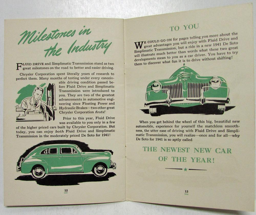 1941 DeSoto Fluid Drive Simplimatic Transmission Sales Brochure Original