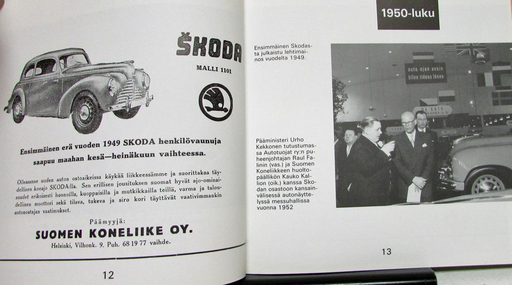 1947 To 1989 Skoda History Book Printed in Finnish Text Color Original
