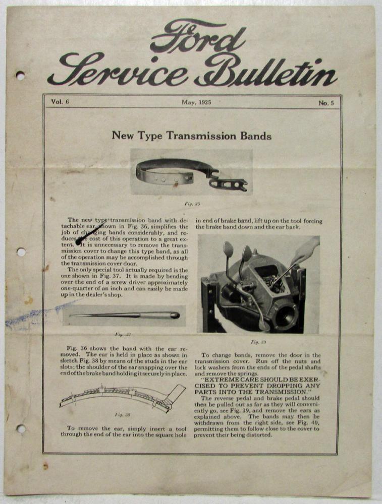 1925 Ford Service Bulletin Vol 6 No 5 May