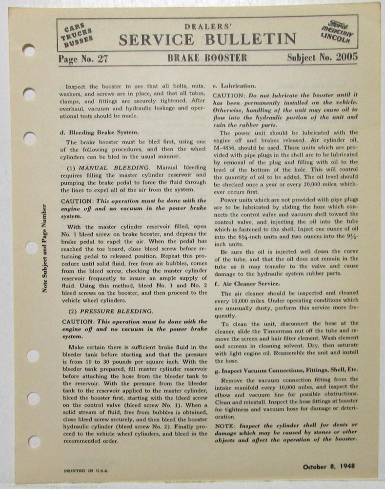 1949 Ford Service Letter and Service Bulletins Bundle