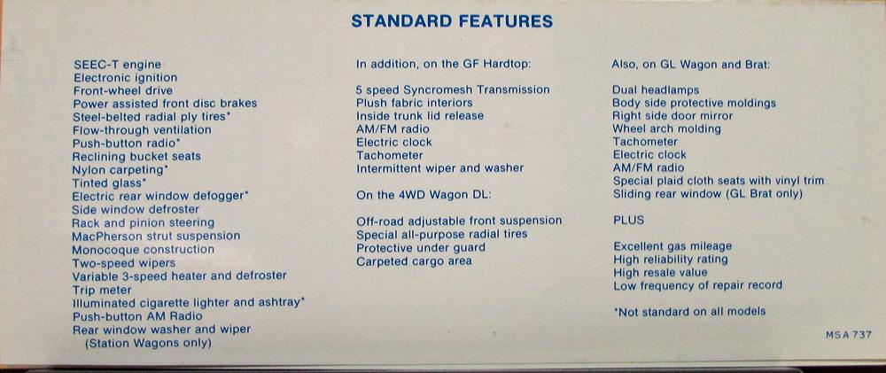 1979 Subaru Exterior Color Selections Sales Folder Original
