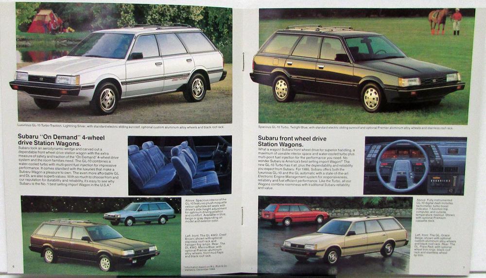 1986 Subaru XT Coupe Wagon Sedan 3 Door Hatchback Brat 4WD Sales Brochure