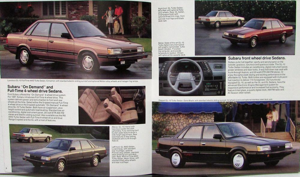 1987 Subaru XT Wagon Sedan 3 Door Coupe Hatchback Brat Justy Sales Brochure