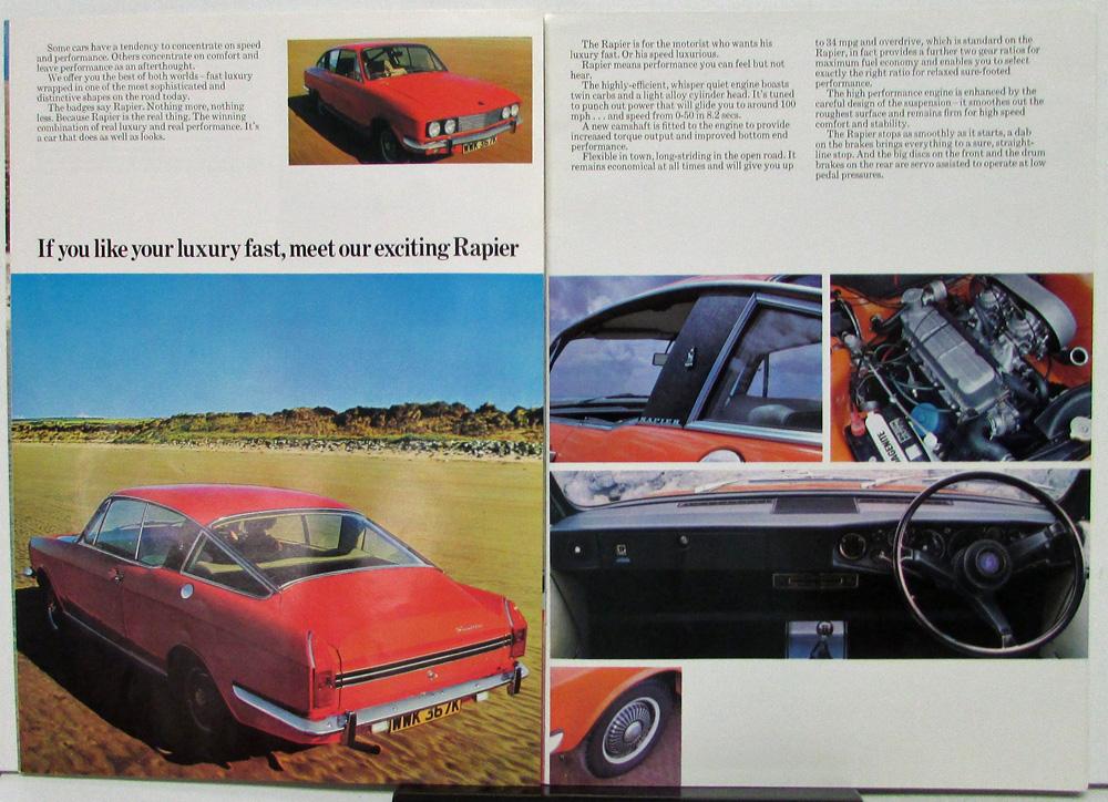 1973 Sunbeam Alpine Rapier H120 Fastback Models Color Sales Brochure ...