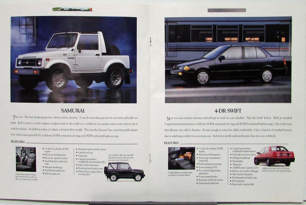 1992 Suzuki Sidekick Samurai Swift Full Line Color Sales Brochure Original