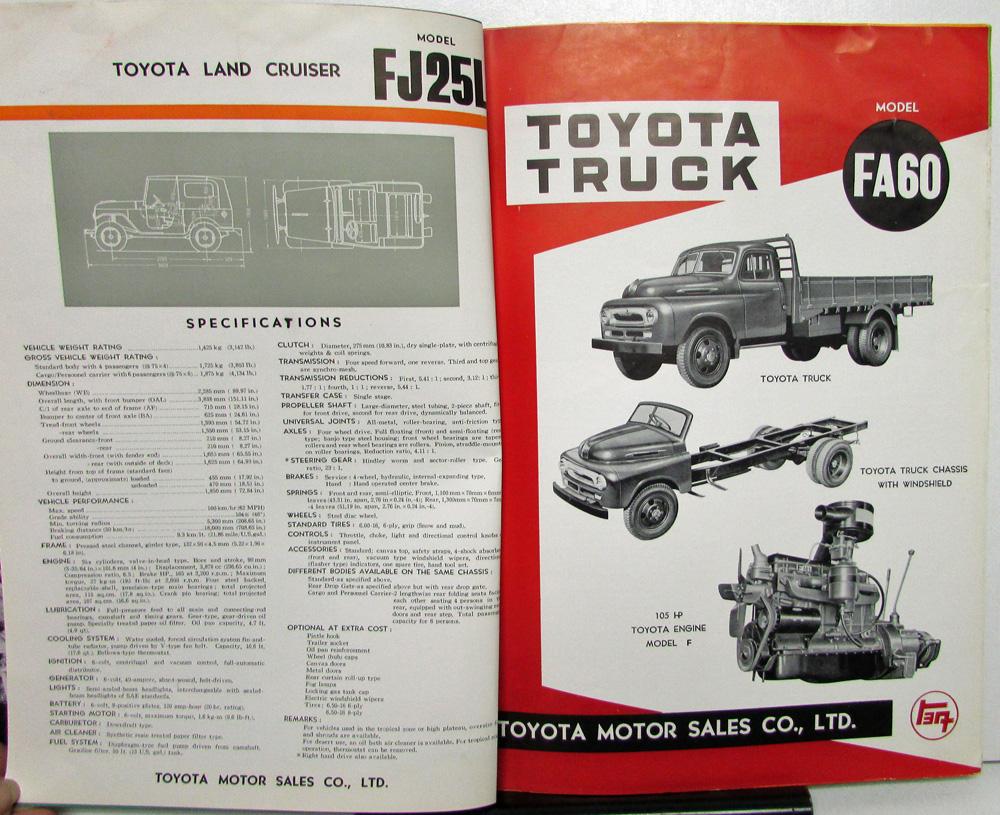 1960 1961 Toyota & Toyopet Land Cruiser & Truck & Car Data Sheets Eng ...