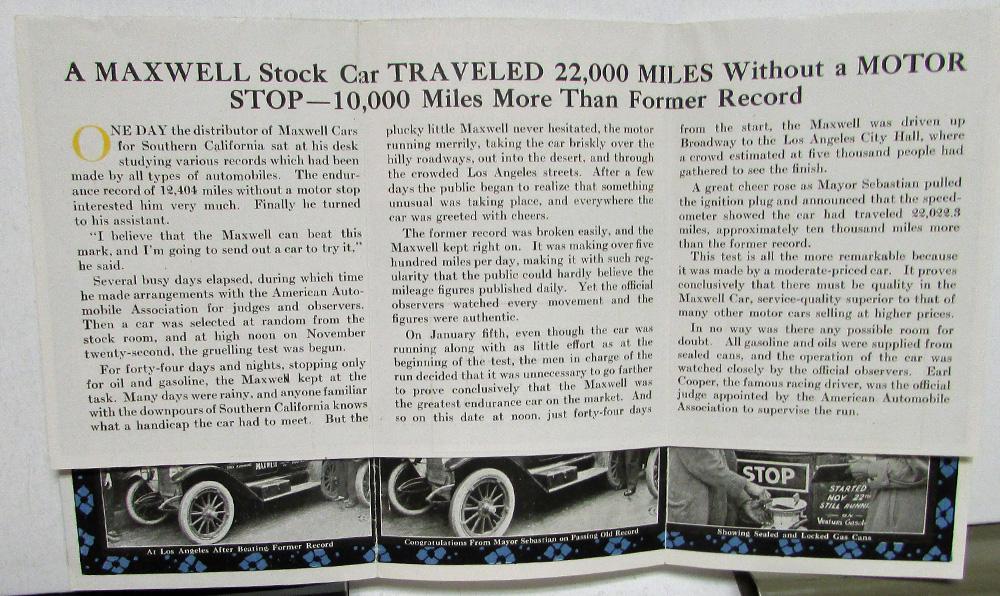 1917 Maxwell Canadian Dealer Pocket Brochure Around The World Without ...