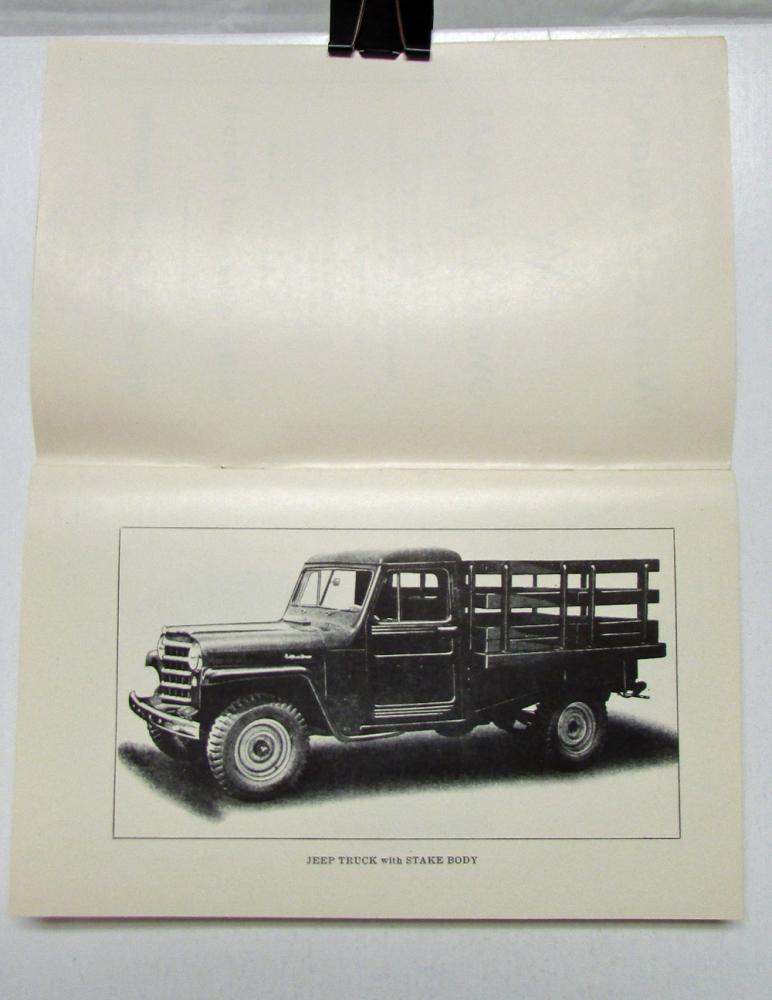 1952 Willys Overland Jeep Truck 475 4WD Owners Manual Original