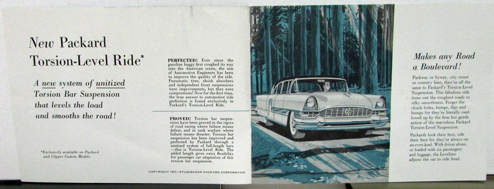 1955 Packard Dealer Sales Brochure New Fabulous Torsion Level Ride