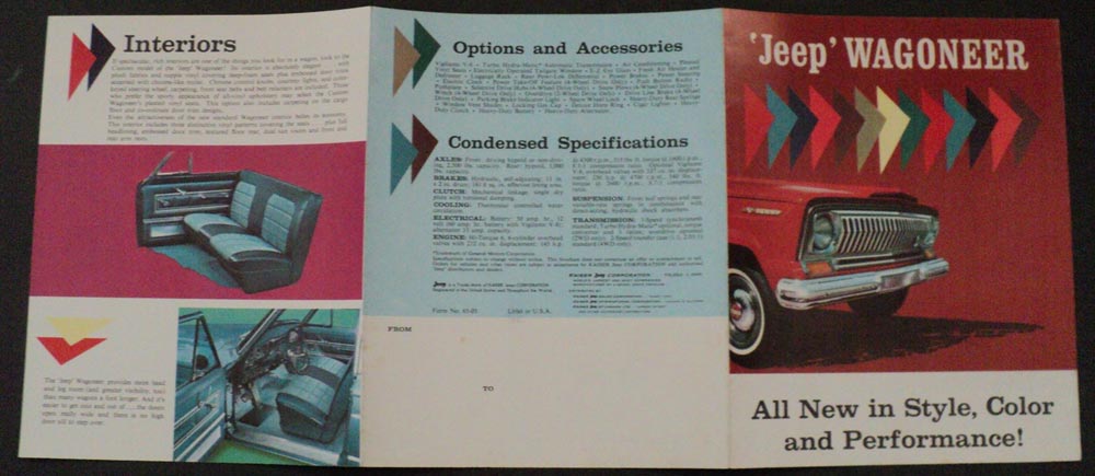 1965 Jeep Wagoneer Vigilante V8 Hi Torque Kaiser Sales Brochure