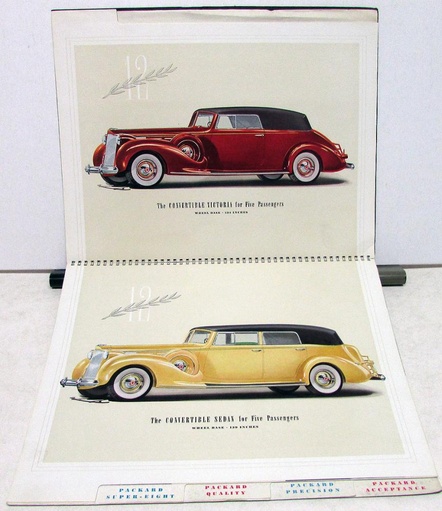 1938 Packard 12 Super 8 Color Dealer Prestige Brochure ORIGINAL Sedan ...