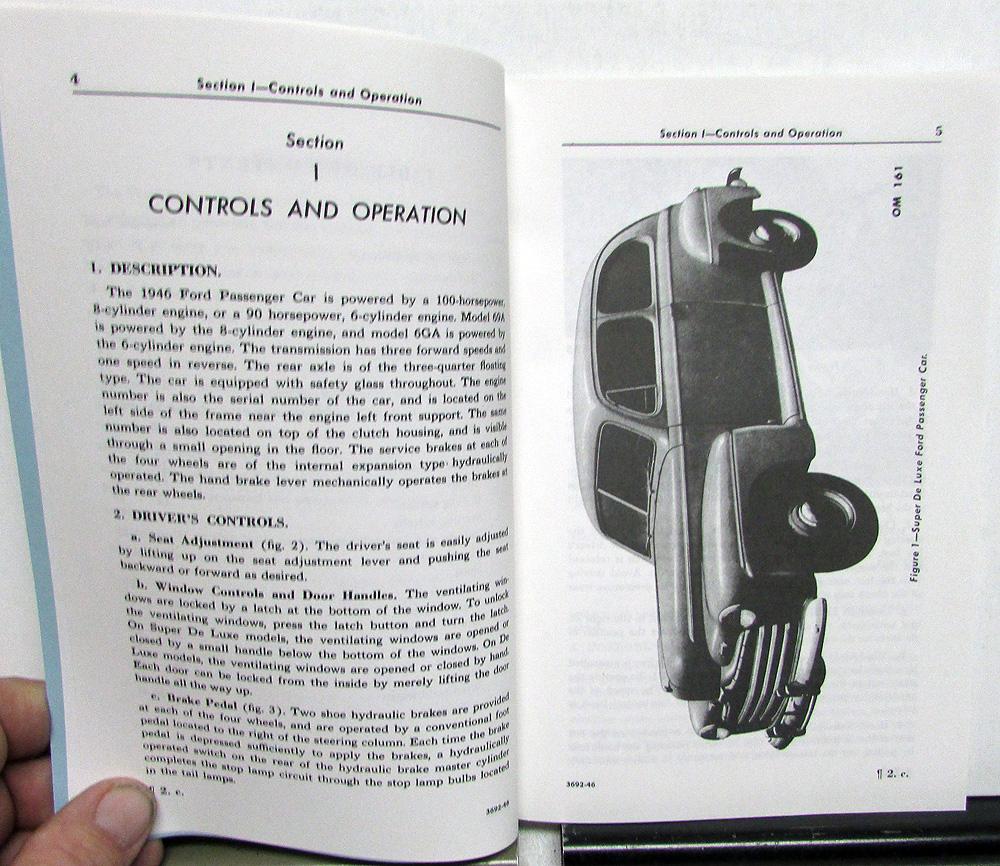 1946 Ford Passenger Car Models 69A 6GA Operators Owners Manual Reproduction
