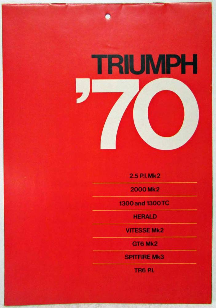 1970 Triumph Full Line Calendar - UK Market