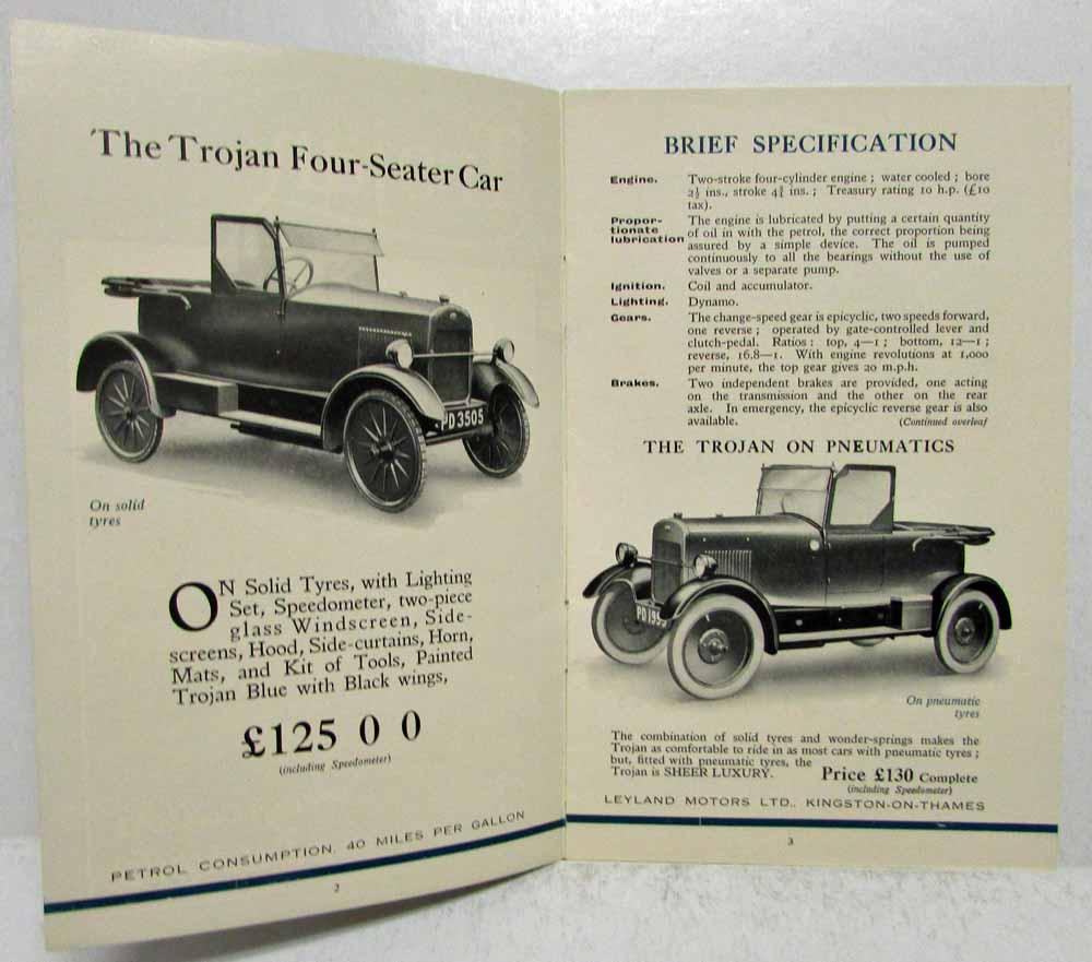 1920-1925 Trojan Utility Car Specs & Description Sales Brochure ...
