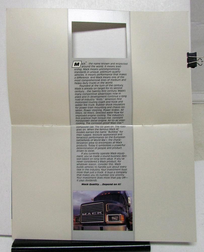 1989 Mack Truck Series Ultra Super CH600 CM400 DM DMM RD RB MR RM Sales ...