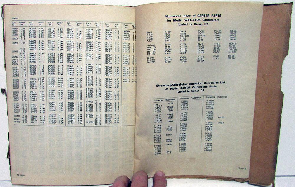 1940 Studebaker Commander Dealer Chassis Parts Catalog Book Model 10A ...