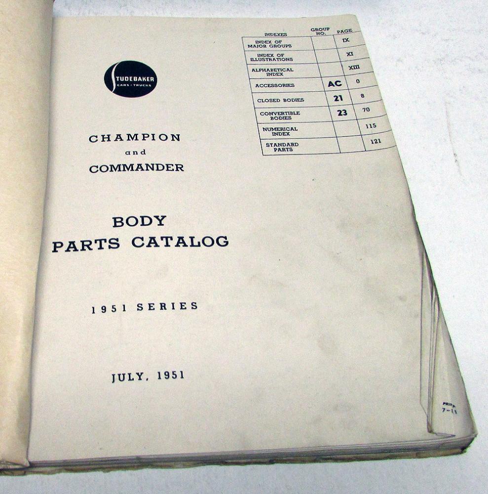 1951 Studebaker Dealer Body Parts Catalog Book Champion 6 Commander 8 Orig