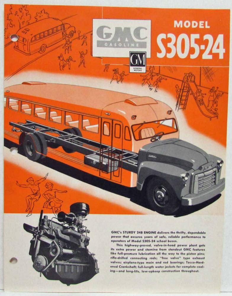 1953 GMC Trucks School Bus Chassis Series S305-24 Spec Sheet