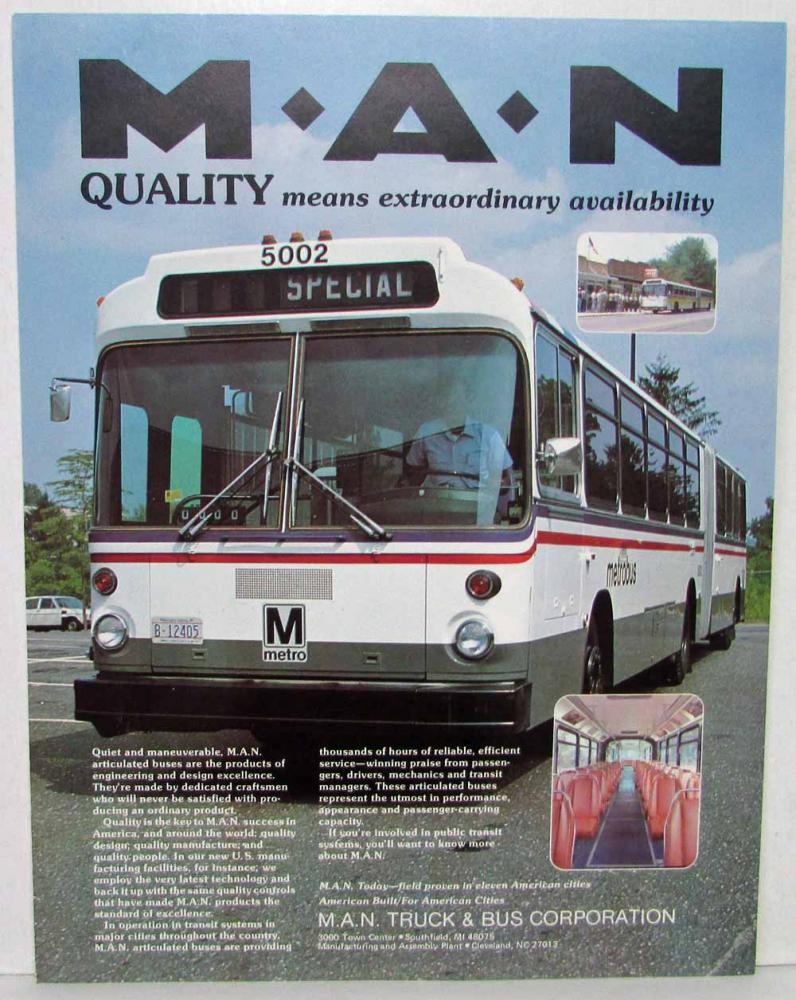 1980-1985 MAN Bus Sales Sheets and Technical Description Bundle