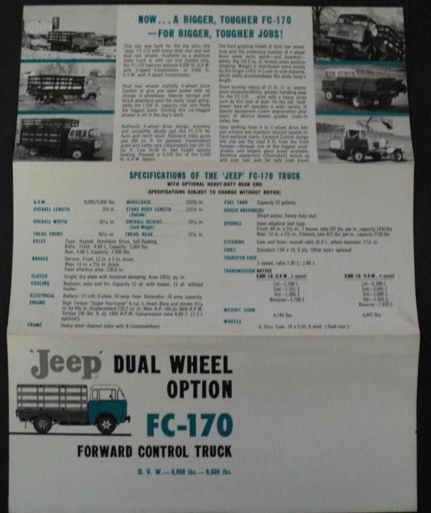1959 Jeep Dual Wheel Option FC-170 Forward Control Truck Brochure Willy ...