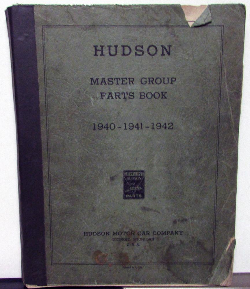 1940-42 Hudson Dealer Master Parts Book Six Eight Passenger Business ...