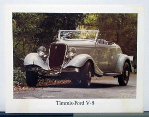 1980 Timmis Ford V8 Roadster Reproduction Sales Literature With Envelope