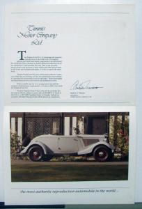 1980 Timmis Ford V8 Roadster Reproduction Sales Literature With Envelope