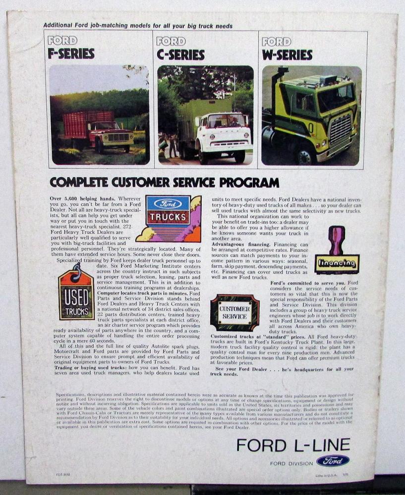 1976 Ford L-Line Trucks L LN LNT LTS 600 thru 9000 Sales Brochure Original