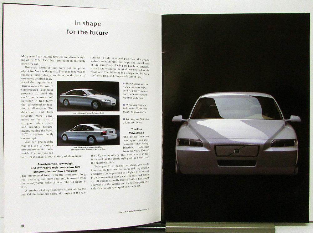 1992 1993 Volvo ECC Concept Car Color Sales Folder Oversized Original