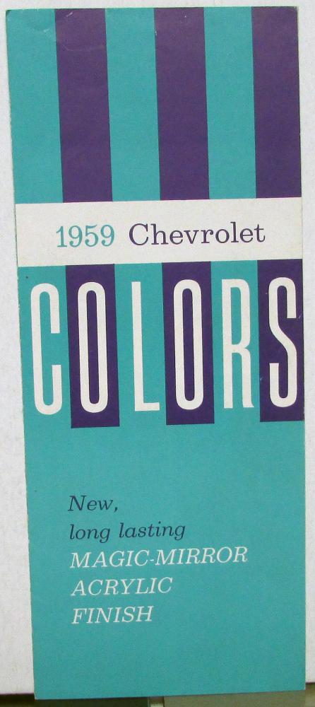 1959 Chevrolet Dealer Sales Brochure Color Options Bel Air Nomad Impala ...