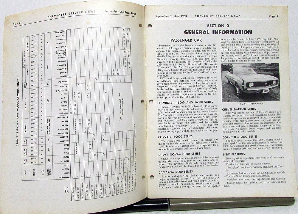1969 Chevy New Model Introduction In Set Oct 1968 Chevrolet Service ...