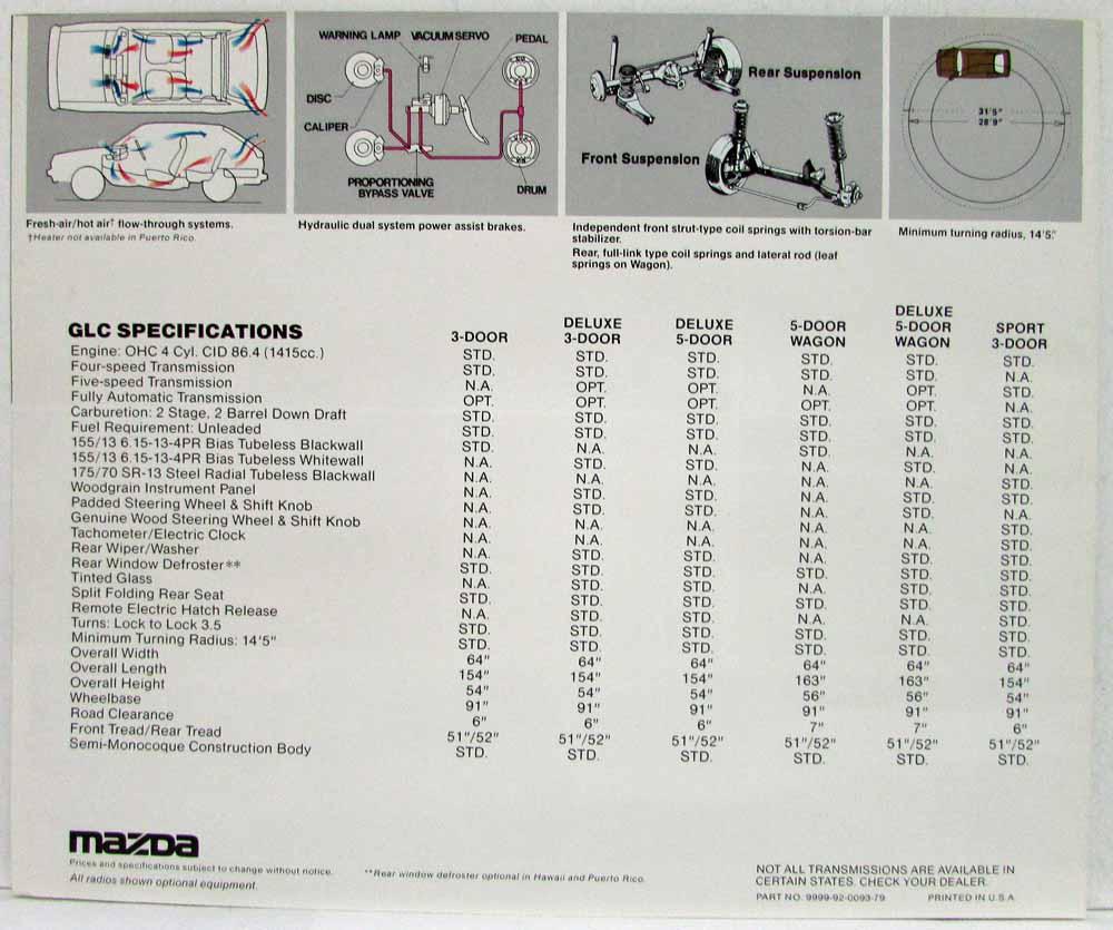 1979 Mazda GLC The More You Look Sales Brochure - Blue & White Cars on ...