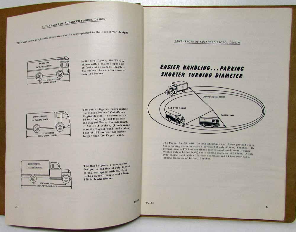 1952 Fageol FV & FVL Van Truck Manual and Instructions