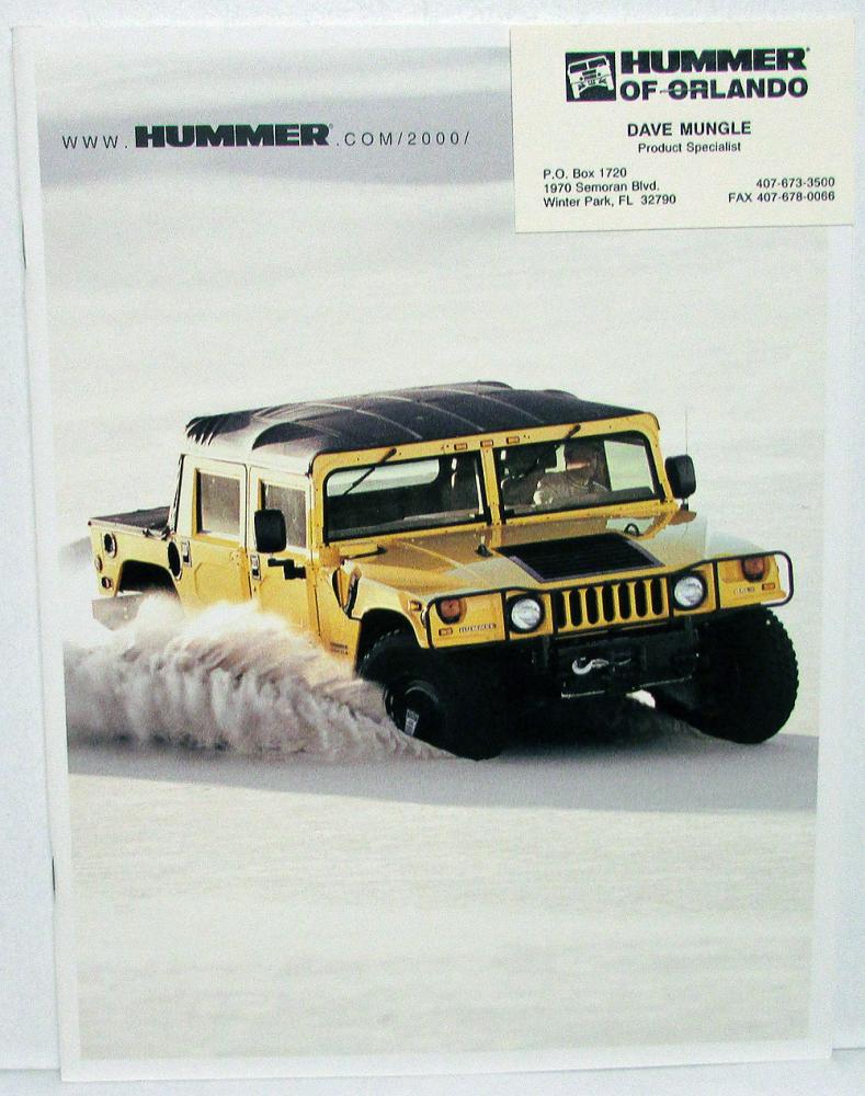 2000 Hummer Open Hard Top Wagon Slant Back Sales Brochure Features ...