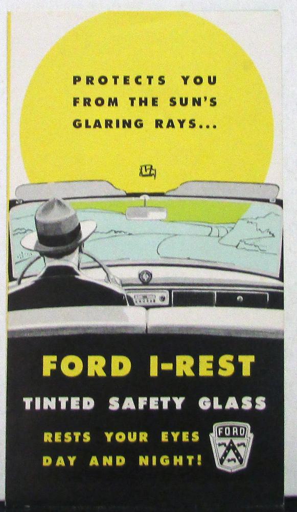 1952 1953 Ford I Rest Tinted Safety Glass Sales Folder Original