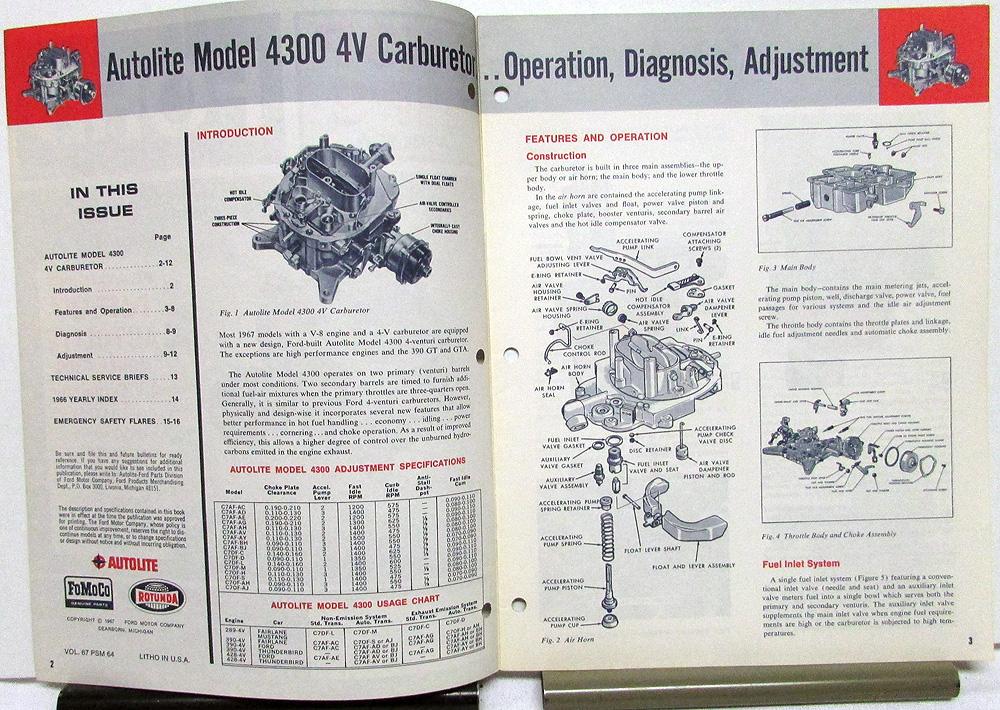 1967 January Ford Shop Tips Vol 5 No 5 Features New Autolite Model 4300 ...