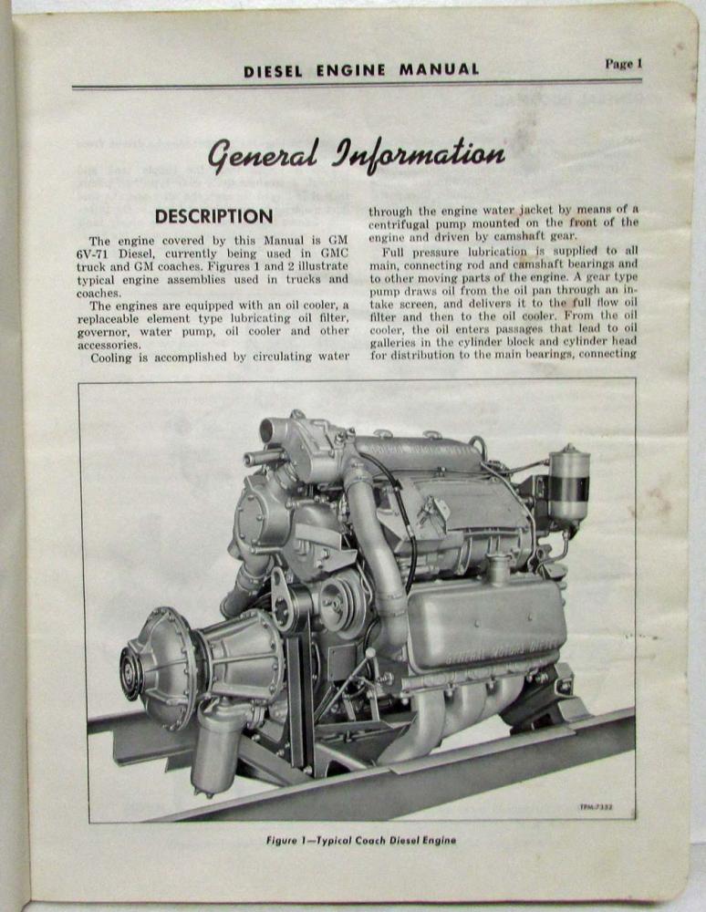 1959 GMC Trucks Model 6V-71 Diesel Engine Service Shop Repair ...