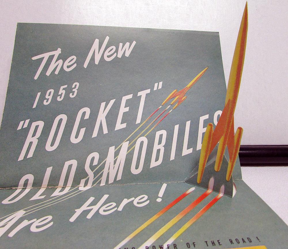 1953 Oldsmobile Dealer Sales Pop-Up Brochure Mailer Rocket Millers Olds ...