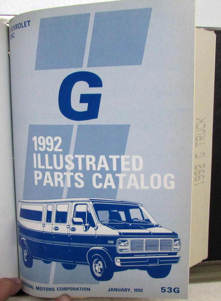 1985-1992 Chevrolet GMC Van Dealer Parts Book G Series Cargo Vandura GM