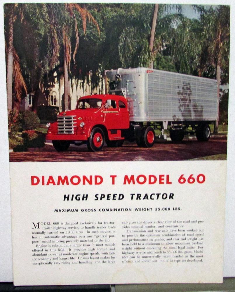 1951 Diamond T Truck Dealer Sales Brochure Model 660 High Speed Tractor