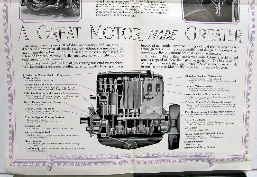 1926 1927 Velie Coupe Model 60 Long Life Sales Brochure Folder Original
