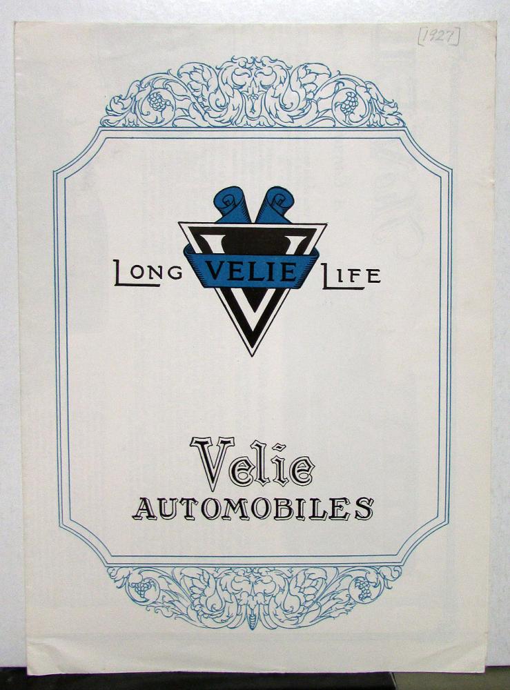 1927 Velie 60 50 Sedan Coupe Long Life Sales Brochure Blue Coloring