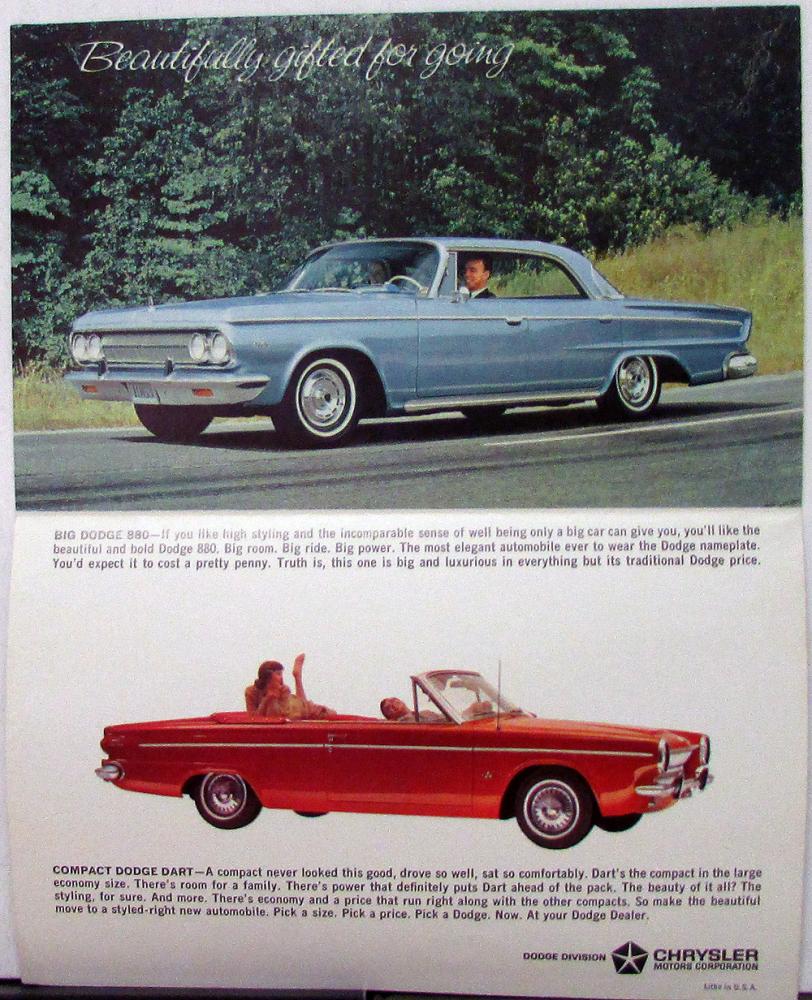 1963 Dodge Polara Big 880 Compact Dart Color Sales Folder Original