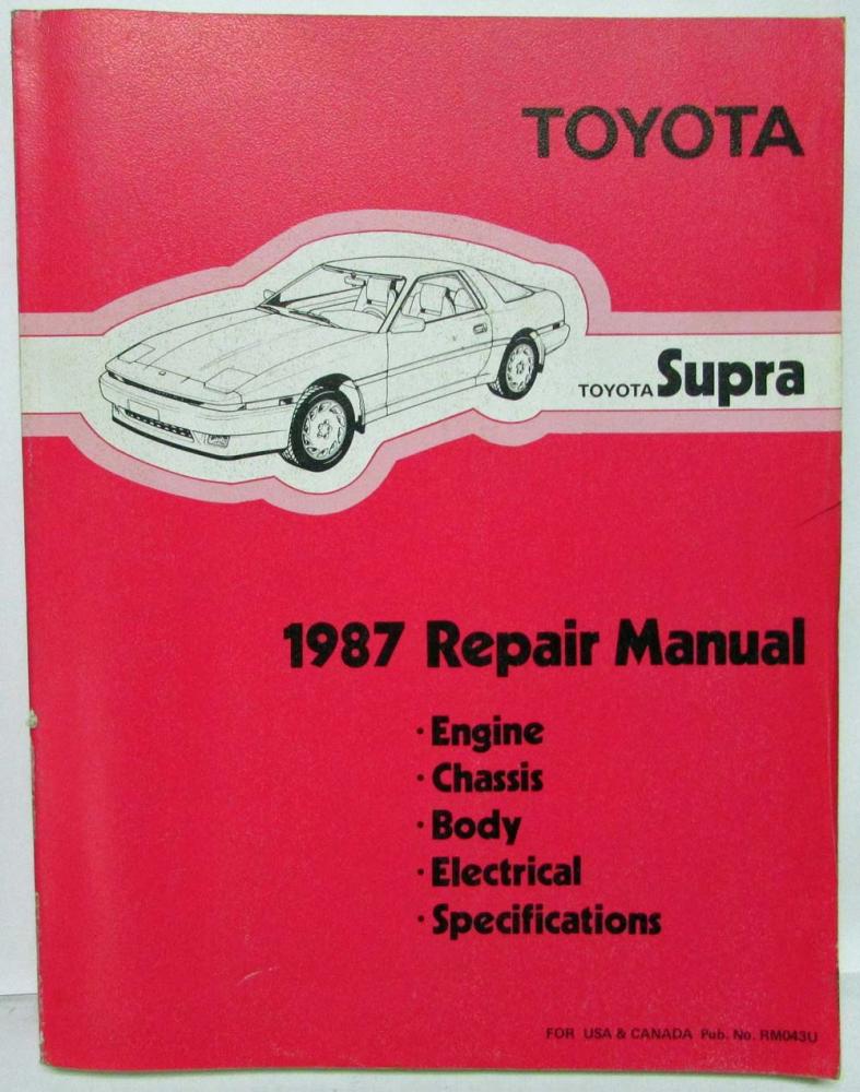 1987 Toyota Supra Service Shop Repair Manual 1987 Toyota Supra Service Shop Repair Manual