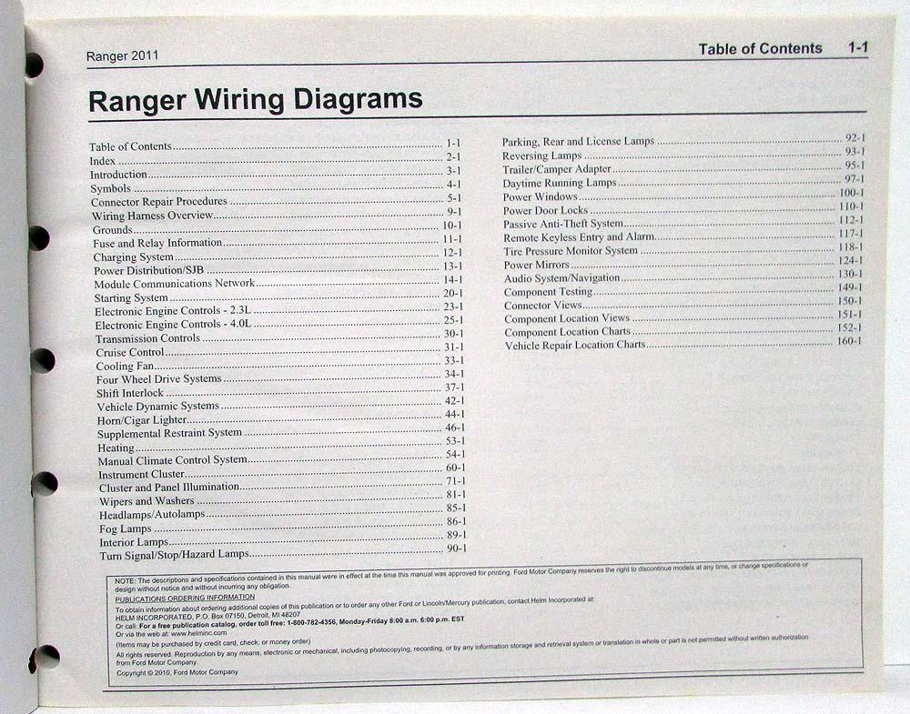 2011 Ford Ranger Pickup Truck Electrical Wiring Diagrams Manual