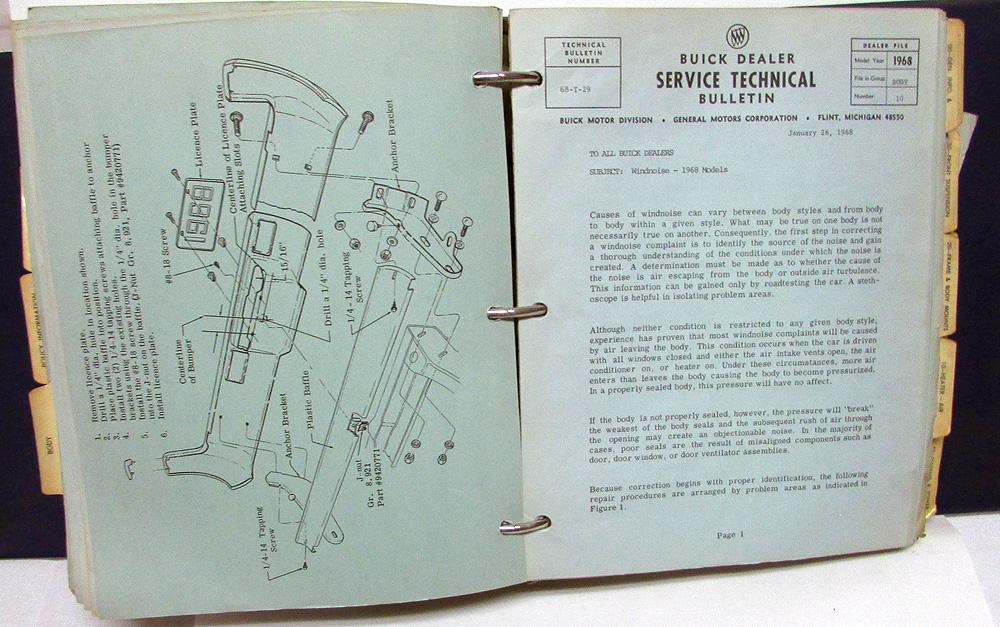 1968 Buick Dealer Technical Service Bulletins Gran Sport GS Riviera Skylark